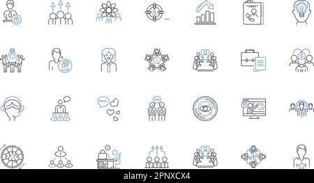 Synergetic teamwork line icons collection. Collaboration, Unity, Trust ...
