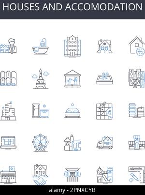 Houses and accomodation line icons collection. Residences, Dwellings ...