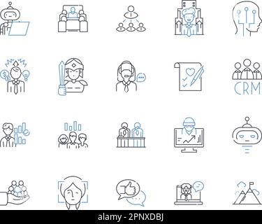Practice-rehearsal line icons collection. Drill, Run-through ...