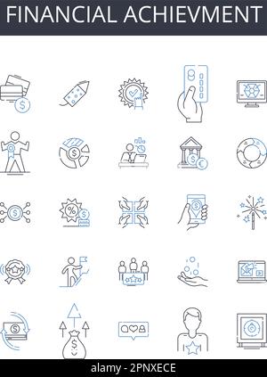 Wealth accomplishment line icons collection. Prosperity, Success ...
