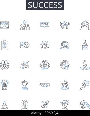 Success line icons collection. Prosperity, Achievement, Accomplishment ...