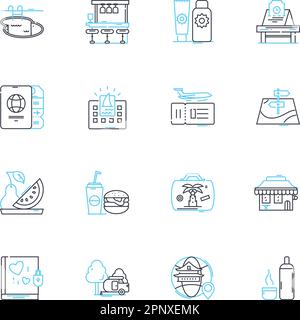 Gastronomy linear icons set. Cuisine, Flavor, Spice, Savory, Sweet ...