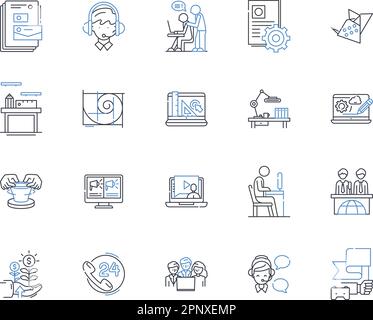 Sales conference line icons collection. Nerking , Motivation , Strategy ...