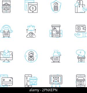 Trading platform linear icons set. Interface, Functionality, User-friendly, Efficiency ...