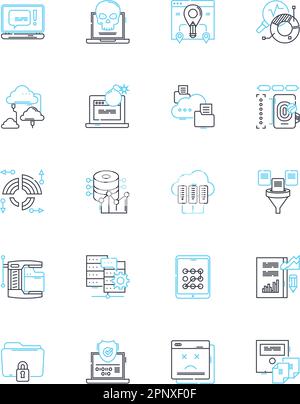Privacy measures linear icons set. Encryption, Anonymity, Firewall, Security, Confidentiality ...