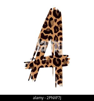E letter leopard print uppercase letter on white background Stock ...