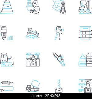 Robust structure linear icons set. Durable, Tough, Resilient, Sturdy ...