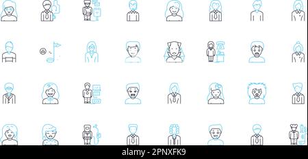 Ethnic profile linear icons set. Diversity, Culture, Heritage ...