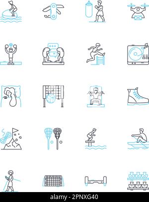 Playland linear icons set. Thrilling, Amusement, Rides, Fun, Exciting ...