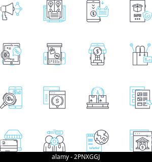 Shop remotely linear icons set. E-commerce, Online shopping, Virtual shopping, Mobile shopping ...