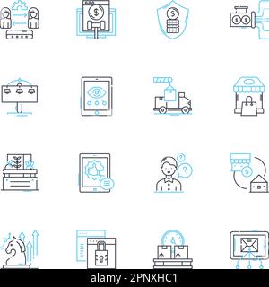 Online purchases linear icons set. Ecommerce, Shopping, Transactions ...