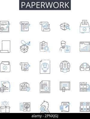 Paperwork line icons collection. Documentation, Red tape, Records ...
