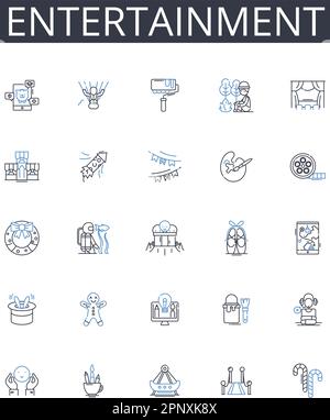 Diversion line icons collection. Distraction, Amusement, Entertainment ...