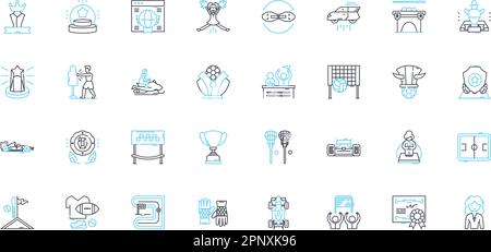 conqueror linear icons set. Victorious, Dominant, Leader, Conquering ...