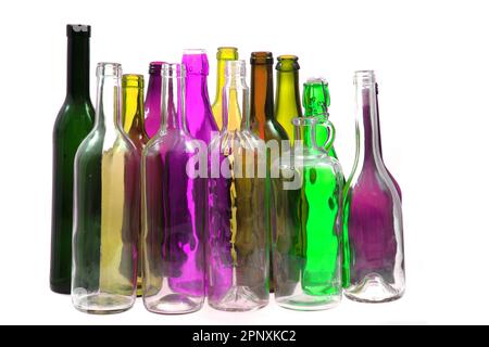 color glass bottles isolated on the white background Stock Photo - Alamy