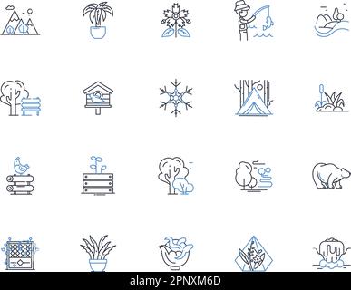 Ecosystem line icons collection. Biodiversity, Sustainability, Habitat ...