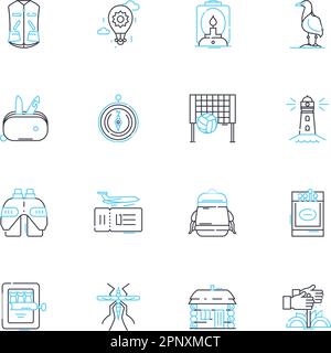 Entertainment diversion linear icons set. Amusement, Recreation ...