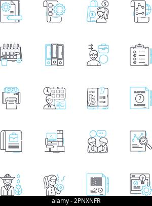 Diary linear icons set. Journal, Notebook, Memoir, Record, Reflection ...