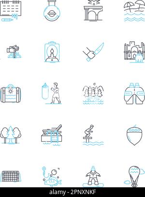 Relaxation niche linear icons set. Serenity, Tranquility, Calmness ...
