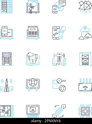 Intelligent machines linear icons set. Robotics, Automation, Artificial ...
