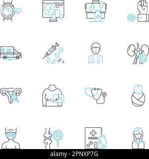 Infirmary linear icons set. Healthcare, Hospital, Ward, Emergency ...
