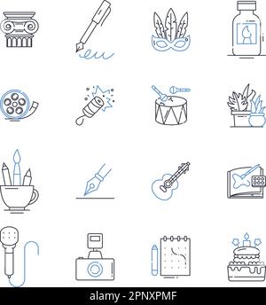Combined approach line icons collection. Synthesis, Integration ...