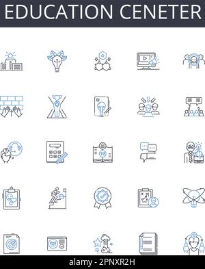Instructional center line icons collection. Tutoring, Learning ...