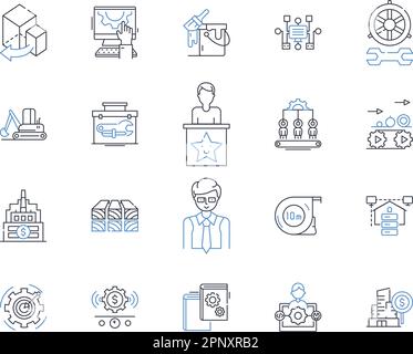 Robotic Process Automation linear icons set. Automation, Efficiency ...