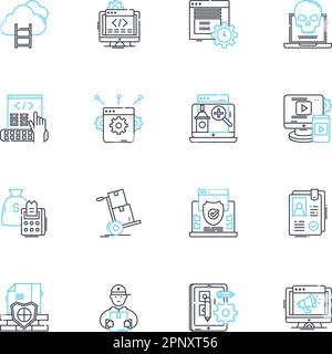 Nerk management linear icons set. Analysis , Collaboration , Communication , Coordination ...