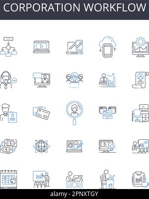 Process and procedure line icons collection. Flowchart, Streamlined ...