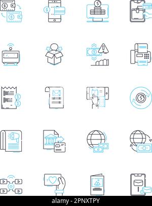 Virtual storefront linear icons set. Digital, Online, E-commerce, Internet, Shopping, Web-based ...