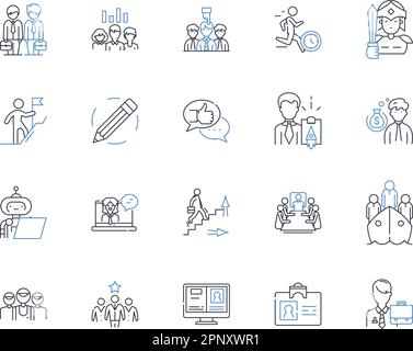 Chase line icons collection. Pursuit, Run, Scramble, Race, Hunt, Pursue ...