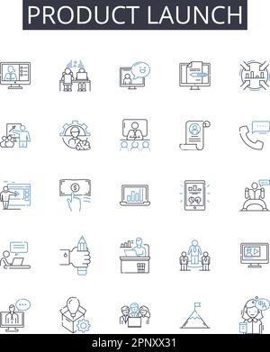 Project commencement line icons collection. Kickoff, Launch, Embark, Initiate, Begin, Start ...