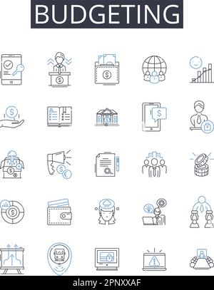 expenditure regulation line icons collection. budgeting, monitoring ...