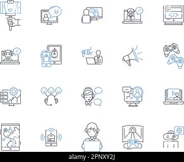 Pattern recognition line icons collection. Recognition, Classification, Perception ...