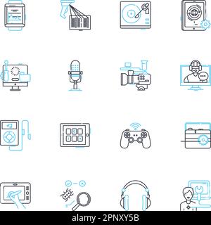 Instrument solutions linear icons set. Calibration, Metrology, Accuracy ...