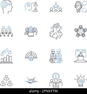 Collective direction line icons collection. Collaboration, Consensus ...