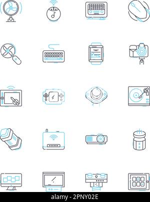 Electronic integration linear icons set. Technology, Connectivity ...