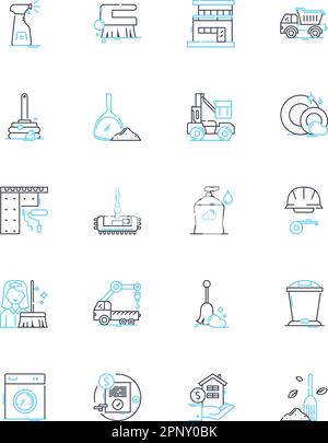 Spring cleaning linear icons set. Decluttering, Organizing, Refreshing ...