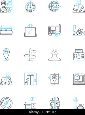 Street grid linear icons set. Intersection, Gridlock, Avenue ...