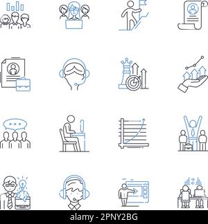 Routine process line icons collection. Automate, Synchronize, Consistency, Repetitive ...