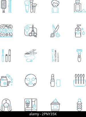 Tonsorial artist linear icons set. Haircuts, Grooming, Styling ...
