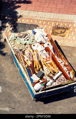 Construction waste container dumpster at residential house construction ...