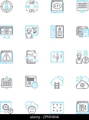 Market segmentation linear icons set. Demographics, Psychographics, Geographics, Lifestyle ...