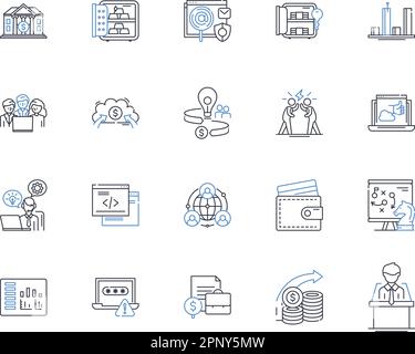 Conglomeration line icons collection. Merger, Amalgamation, Integration ...