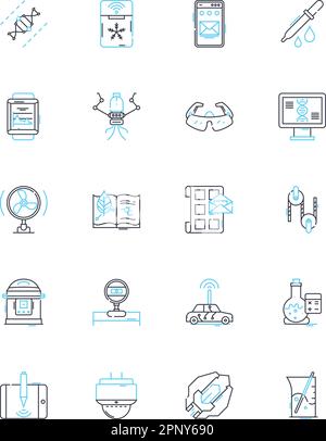 Synthetic biology linear icons set. Bioengineering, Genomics, Gene ...