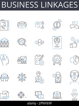 Business linkages line icons collection. Family, Bond, Connections ...
