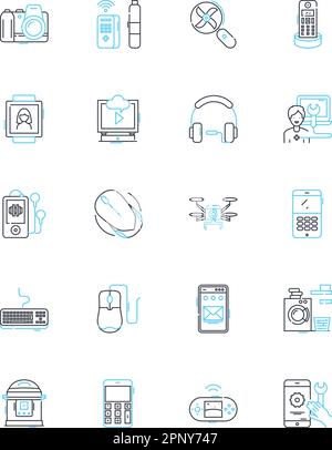 Virtual shopping linear icons set. E-commerce, Online shopping, Virtual ...