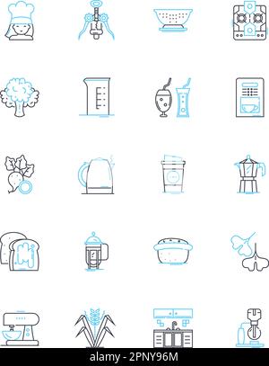Java joint linear icons set. Beans, Espresso, Latte, Mocha, Cappuccino ...