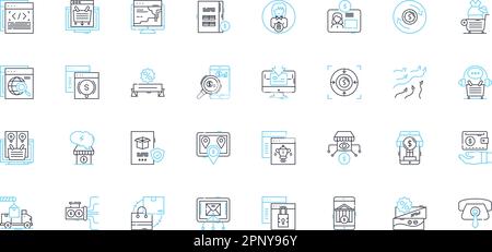 Trading platform linear icons set. Interface, Functionality, User-friendly, Efficiency ...